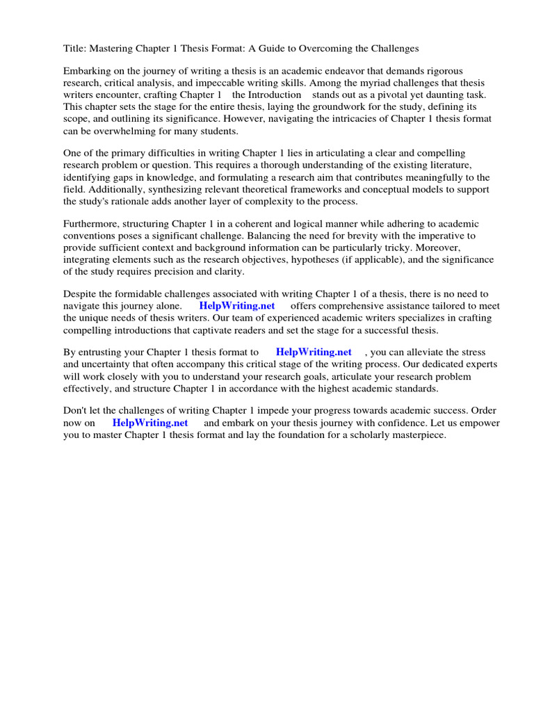 Chapter 1 Thesis Format | PDF | Art