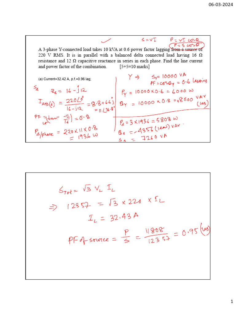 3-Ph Systems Extra Problems | PDF | Capacitor | Series And Parallel Circuits