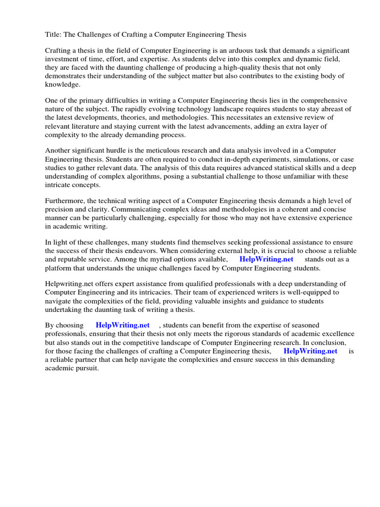Sample Thesis Computer Engineering | PDF | Engineering | Computer Engineering