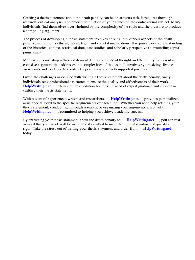 Thesis Statement About Death Penalty | PDF | Capital Punishment | Prison