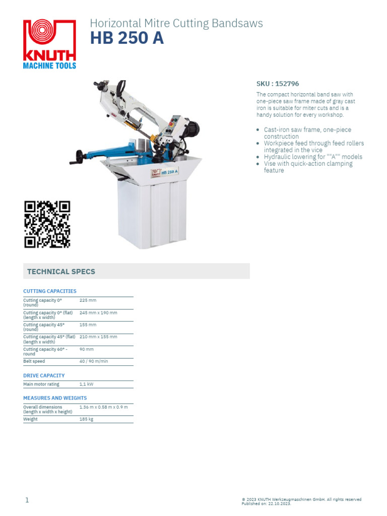 HB 250 A Datasheet | PDF | Tools | Equipment