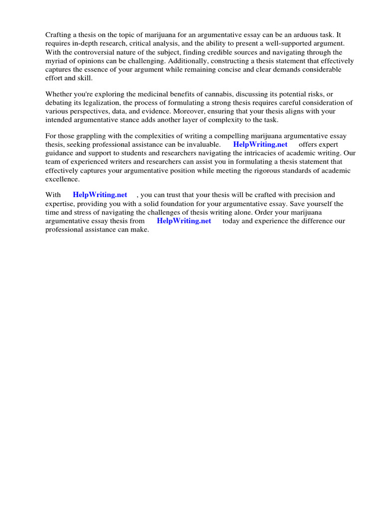 Marijuana Argumentative Essay Thesis | PDF | Cannabis (Drug) | Medical ...