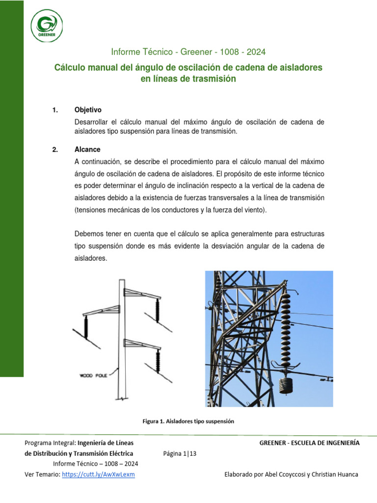 Informe Técnico - Angulo de Oscilacion en Cadean de Aisladores | PDF | Aislador (Electricidad ...
