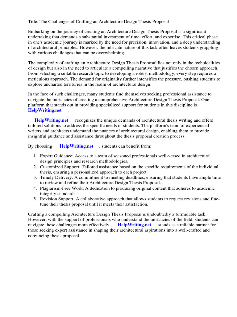 Architecture Design Thesis Proposal | PDF | Thesis