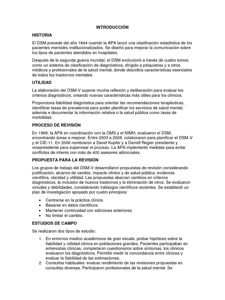 Resumen del DSM-5 y sus Trastornos | PDF | Manual Diagnóstico y ...