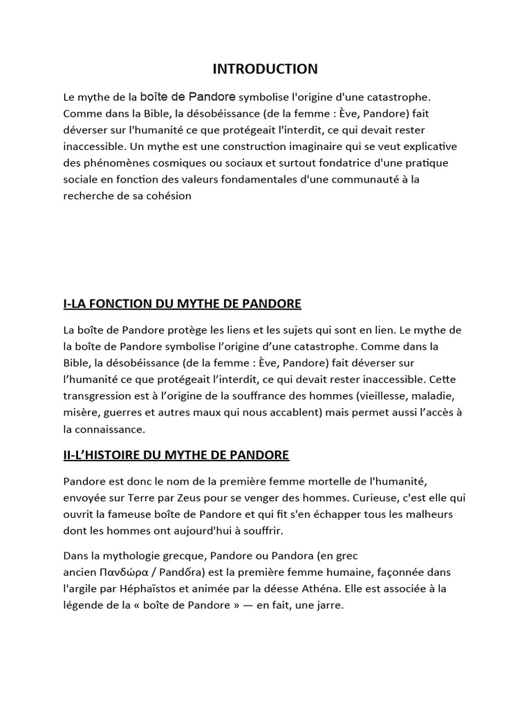 Le Mythe de Pandore | PDF