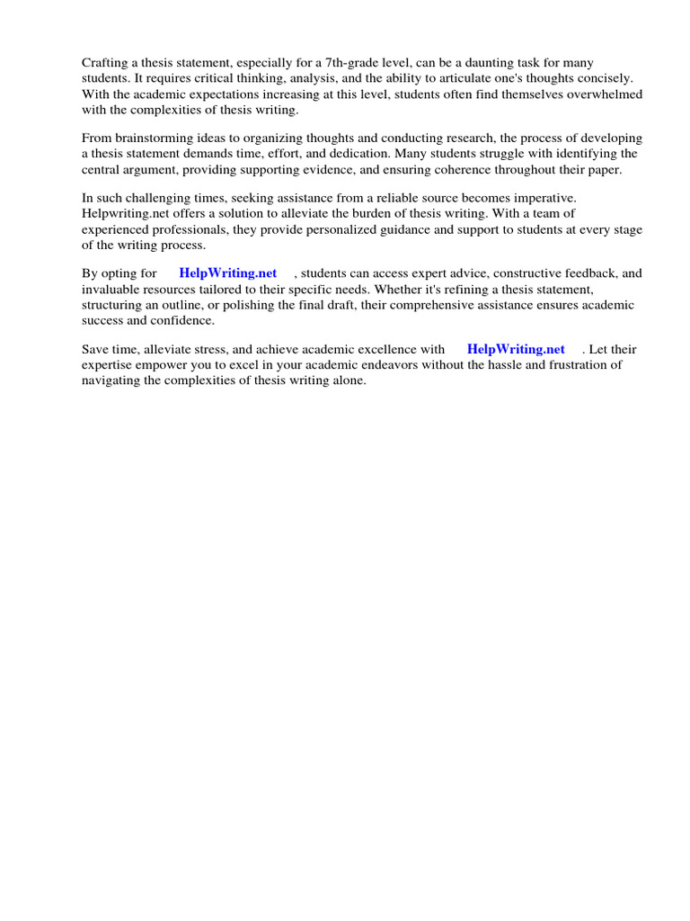 7th Grade Thesis Statement Worksheet | PDF | Worksheet | Essays
