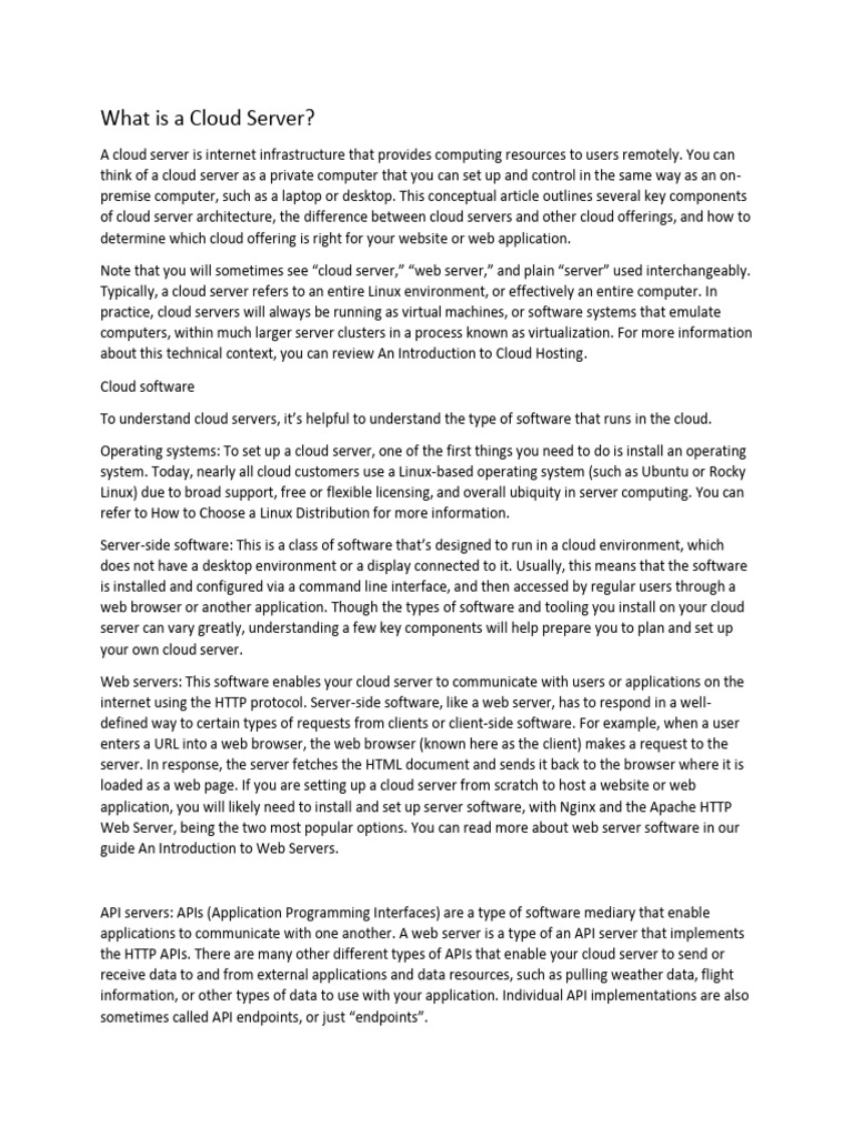 What Is A Cloud Server | PDF | World Wide Web | Internet & Web