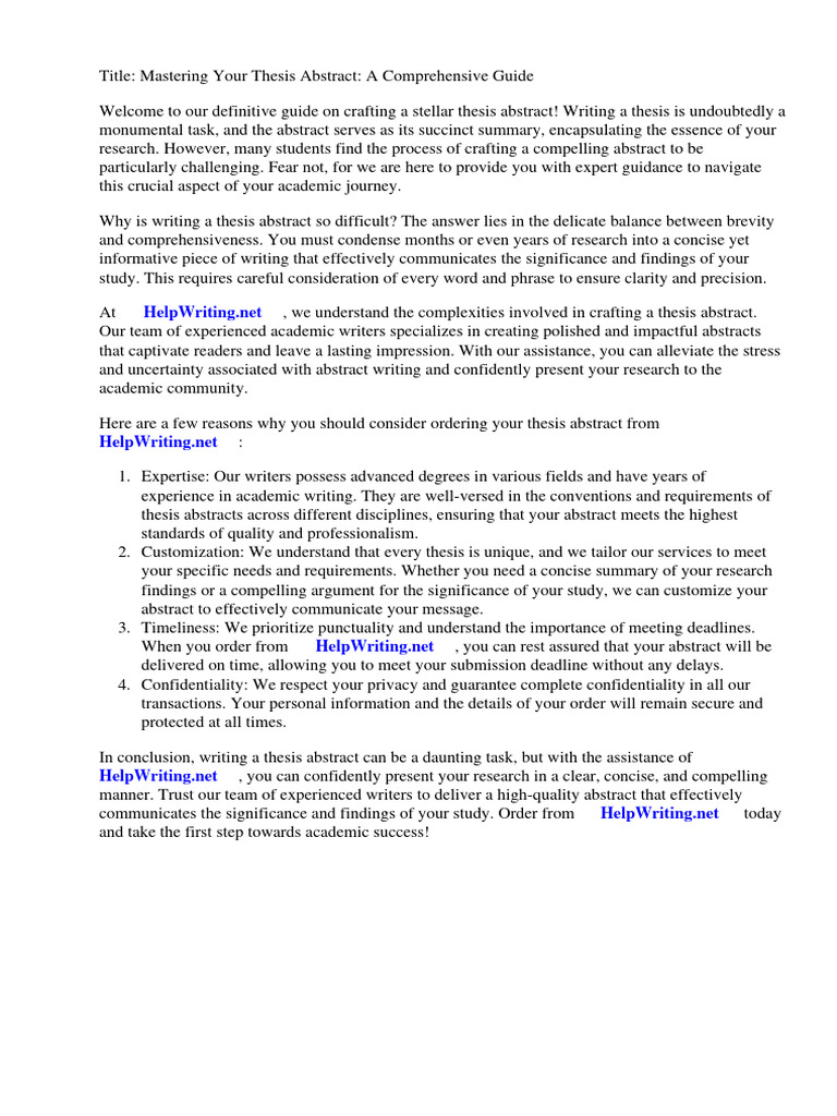 Thesis Abstract Guide | PDF | Thesis | Abstract (Summary)