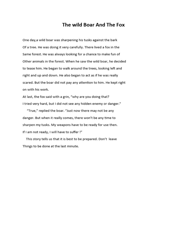 The Wild Boar and The Fox | PDF