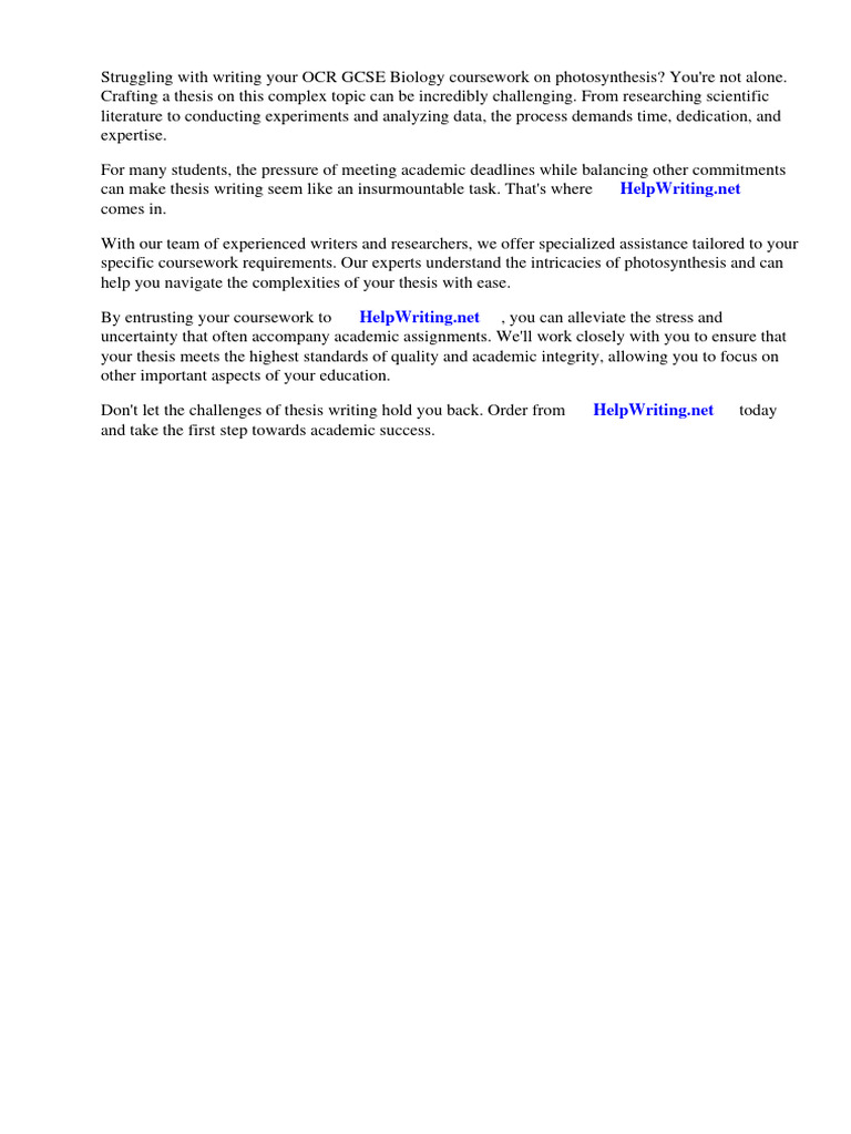 GCSE Biology Coursework Help | PDF | Photosynthesis | Chemistry