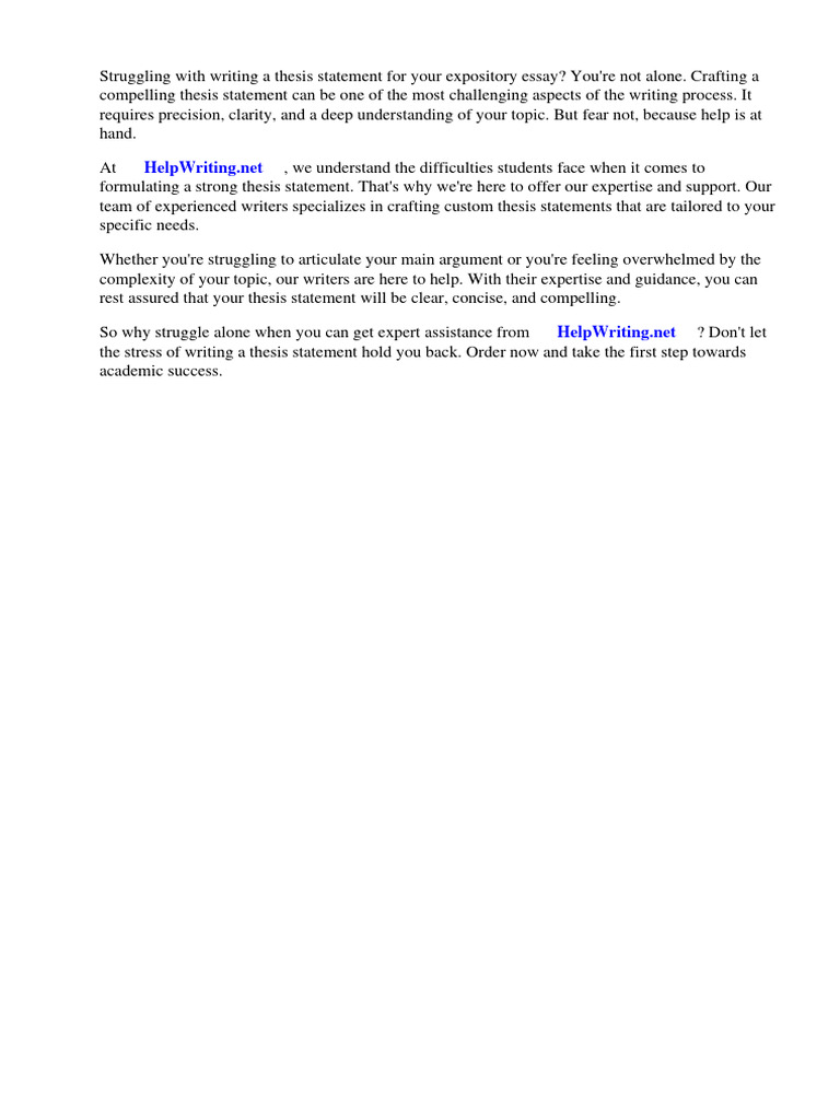 Thesis Statement Examples For An Expository Essay | PDF | Essays | Thesis