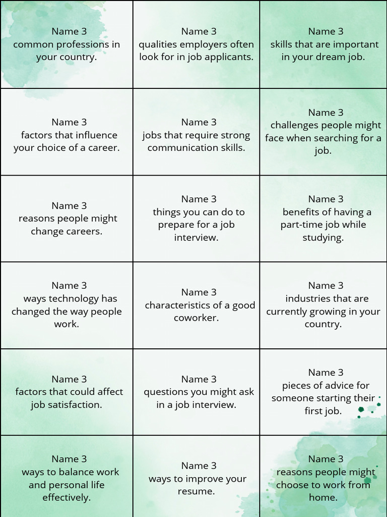 Name 3 Jobs | PDF | Job Interview | Behavioural Sciences