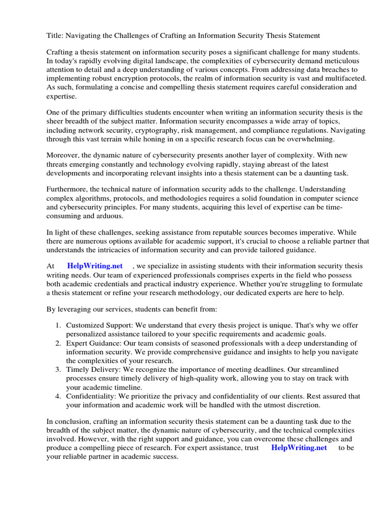 Information Security Thesis Statement Pdf Information Security Computer Security