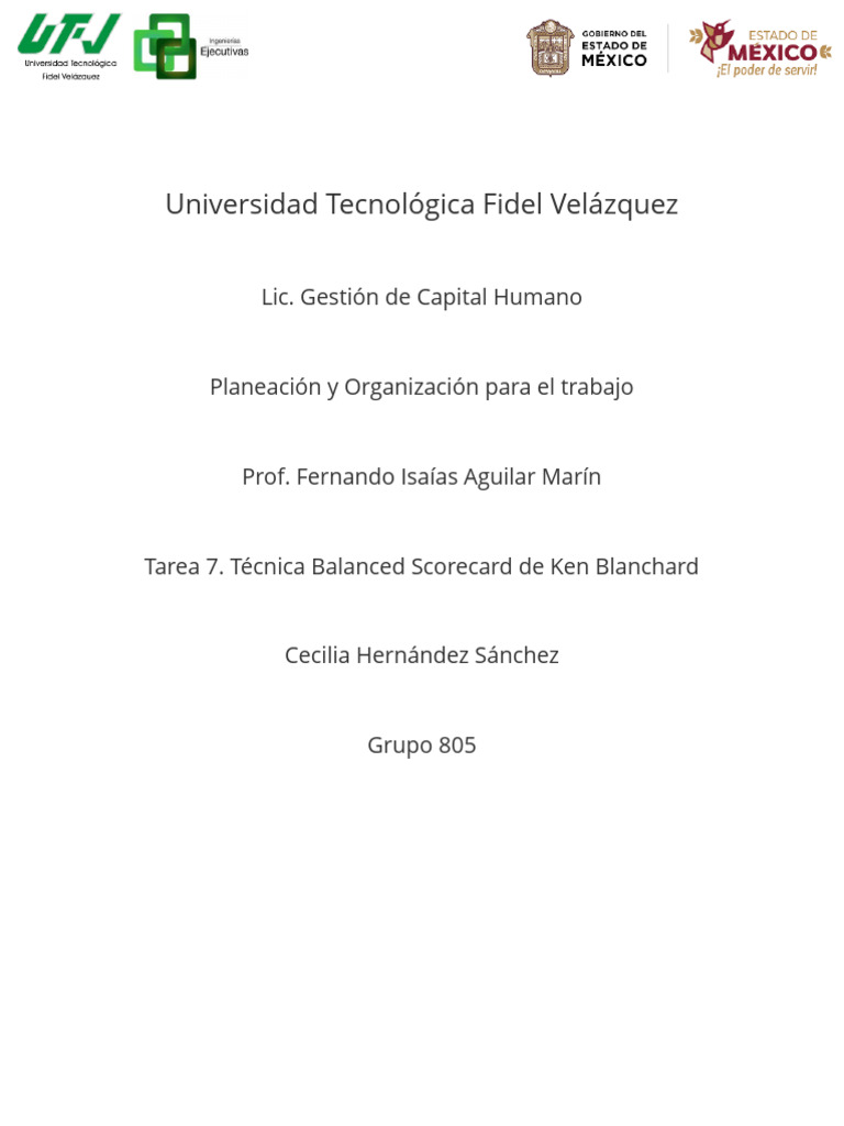 Tarea 7. Técnica Balanced Scorecard de Ken Blanchard | PDF | Business | Negocios económicos