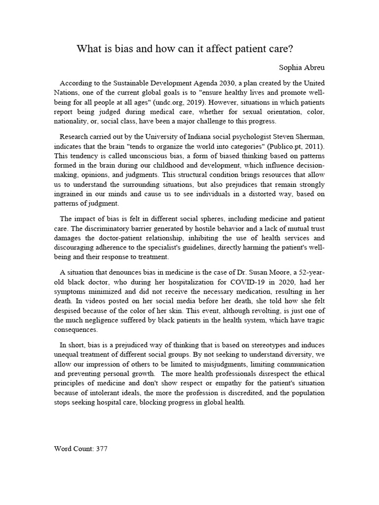 What Is Bias and How Can It Affect Patient | PDF | Bias | Health Care