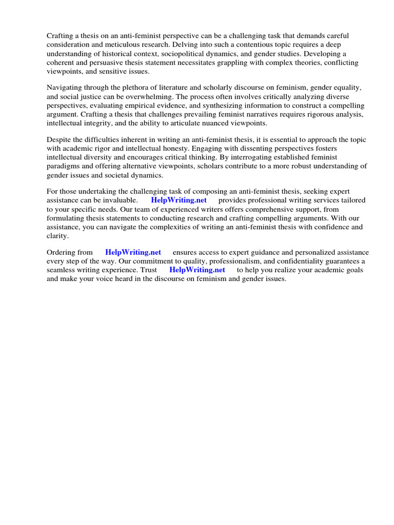 Anti Feminist Thesis Statement | Download Free PDF | Gender Studies ...