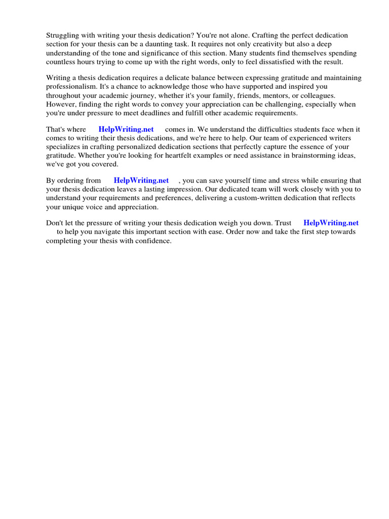 Thesis Dedication Examples Samples | PDF