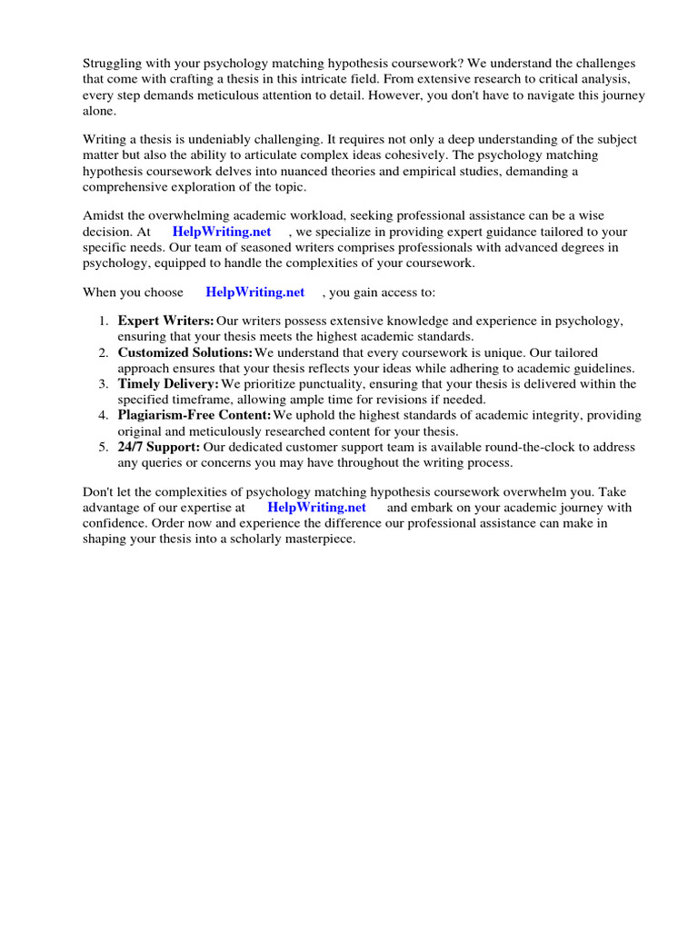 Psychology Matching Hypothesis Coursework | PDF