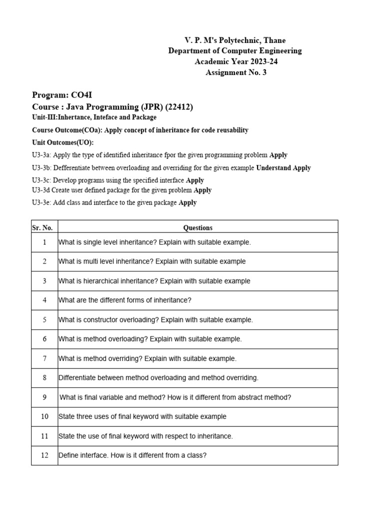Assignment Unit III | PDF | Method (Computer Programming) | Class (Computer Programming)