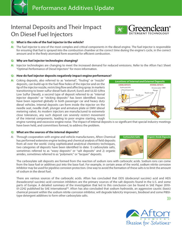 Internal Deposits Fact Sheet | PDF | Diesel Engine | Fuel Injection