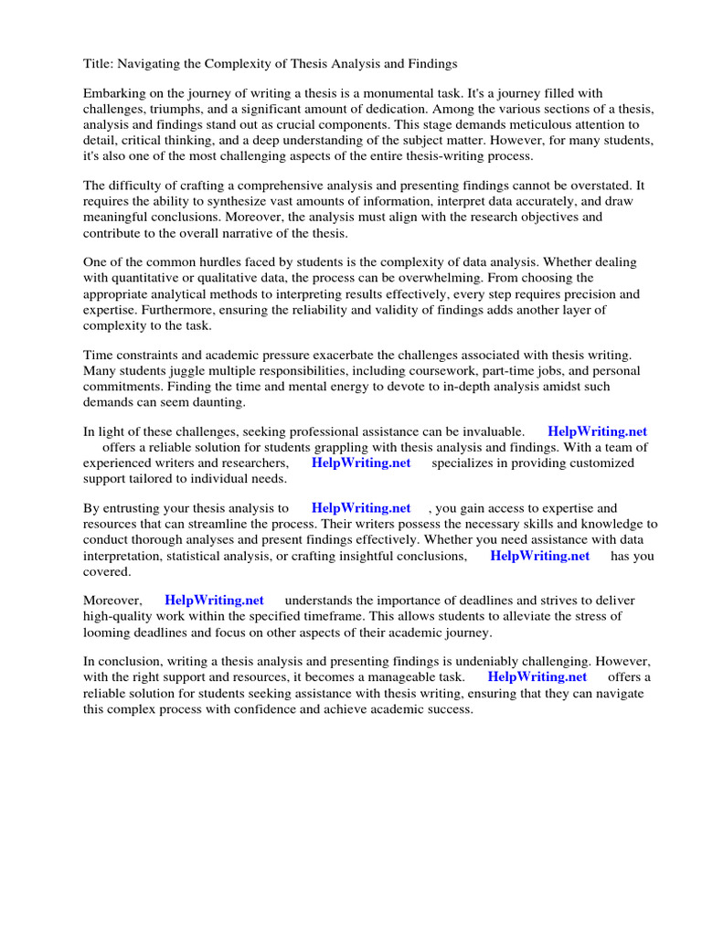 Thesis Analysis and Findings | PDF | Thesis | Data Analysis