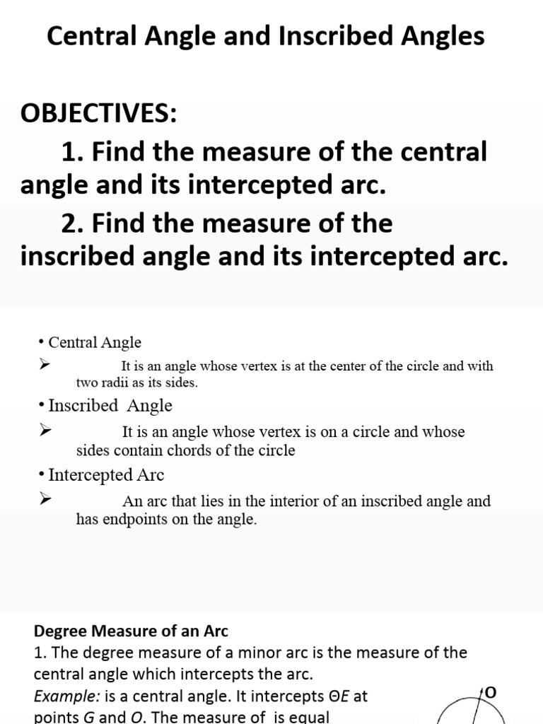 Central & Inscribed Angles 2 | PDF