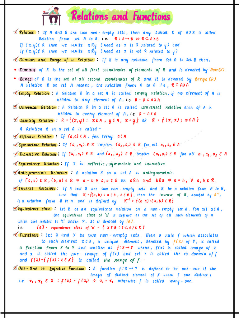 Relations and Functions @AriJEENEET | PDF | Function (Mathematics ...