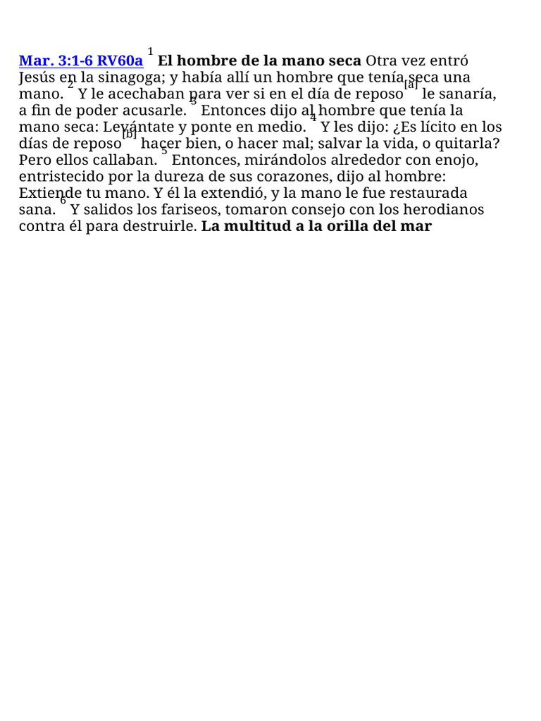 Marcos 3 El Hombre de La Mano Seca | PDF