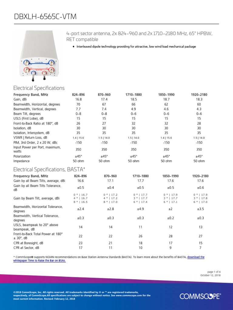 DBXLH-6565C-VTM | PDF | Antenna (Radio) | Radiation