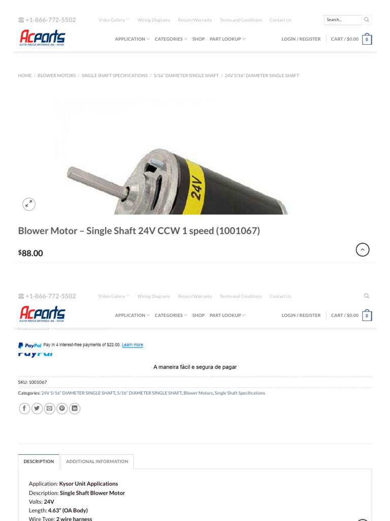 24V Single Shaft Blower Motor Specs | PDF | Manufactured Goods ...