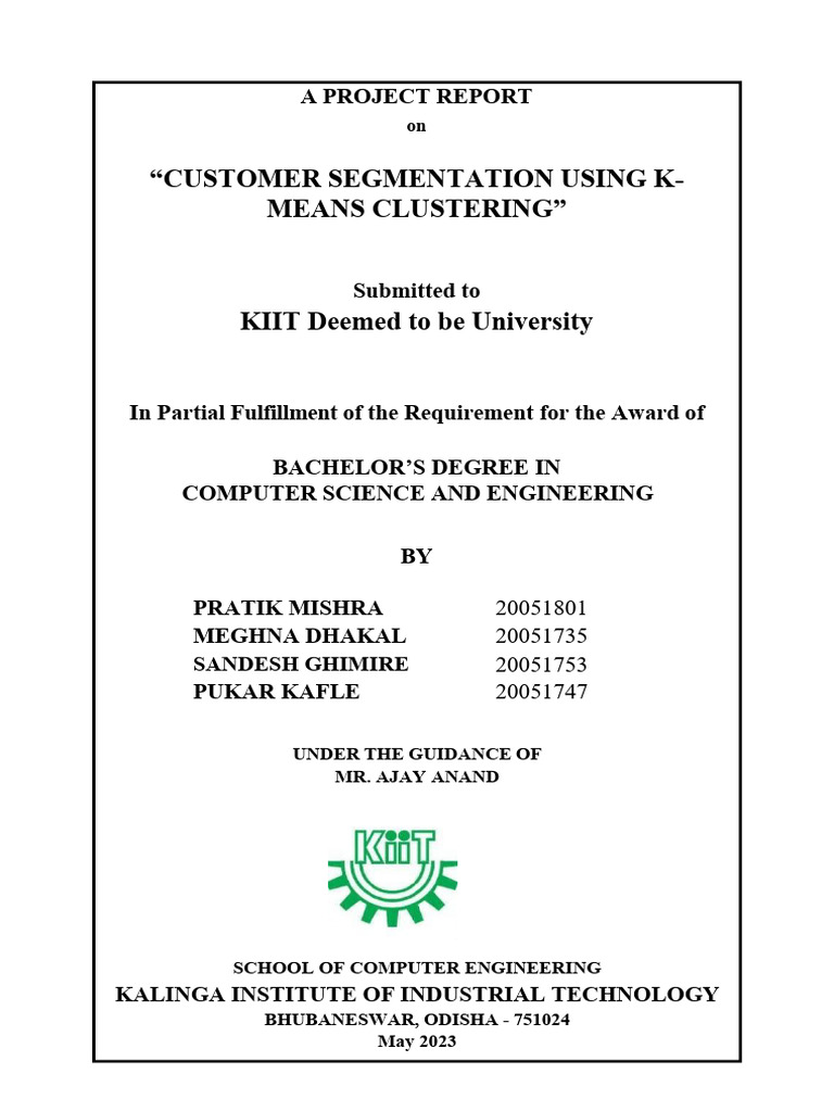 Customer Segmentation Report PDF Cluster Analysis Market Segmentation