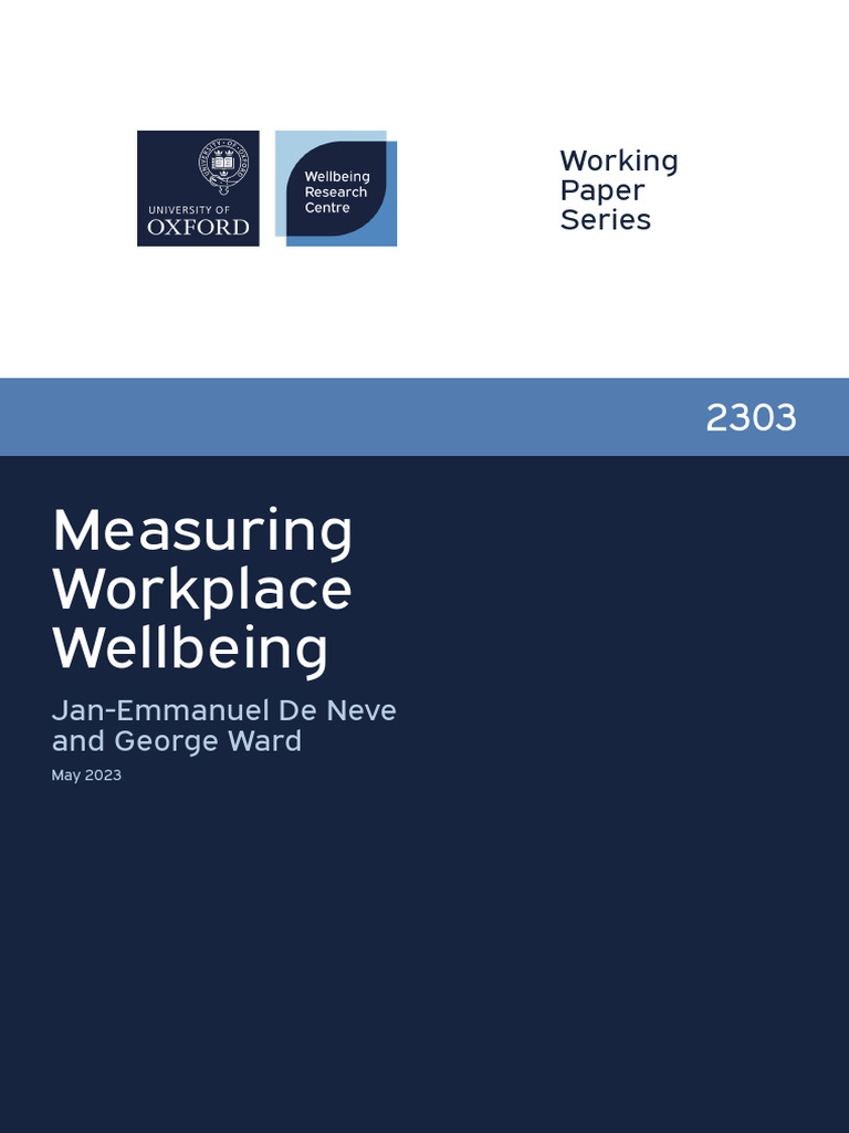De Neve and Ward 2023 Measuring Workplace Wellbeing | PDF | Well Being ...