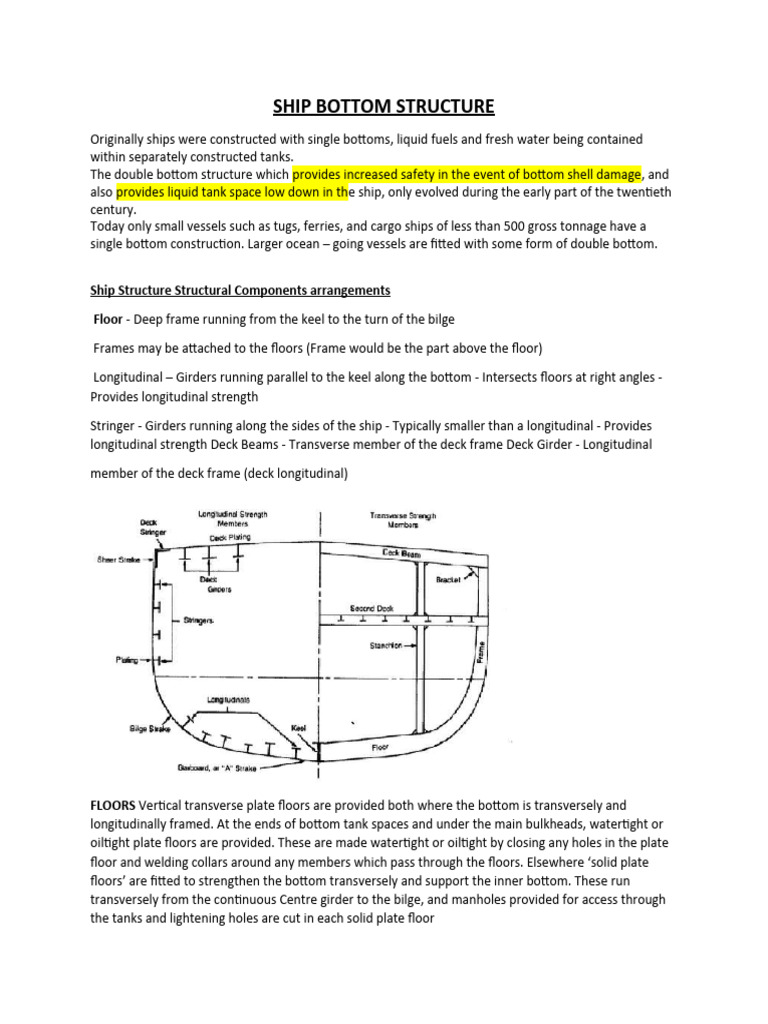 Ship Bottom Structure Class Notes | PDF