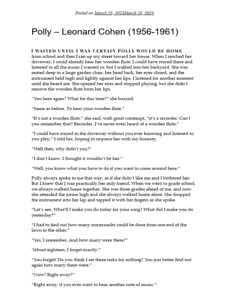 Polly Cohen's Musical Challenges | PDF