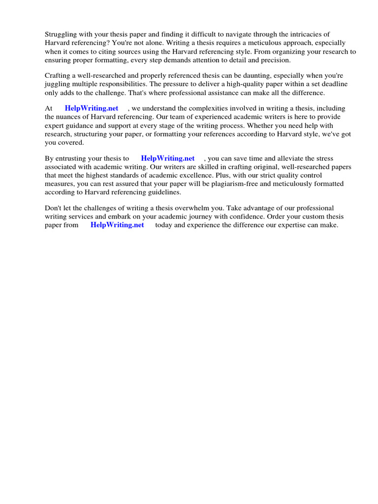 Harvard Reference Thesis Paper | PDF | Citation | Apa Style