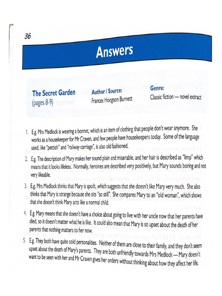 The Secret Garden Answers | PDF