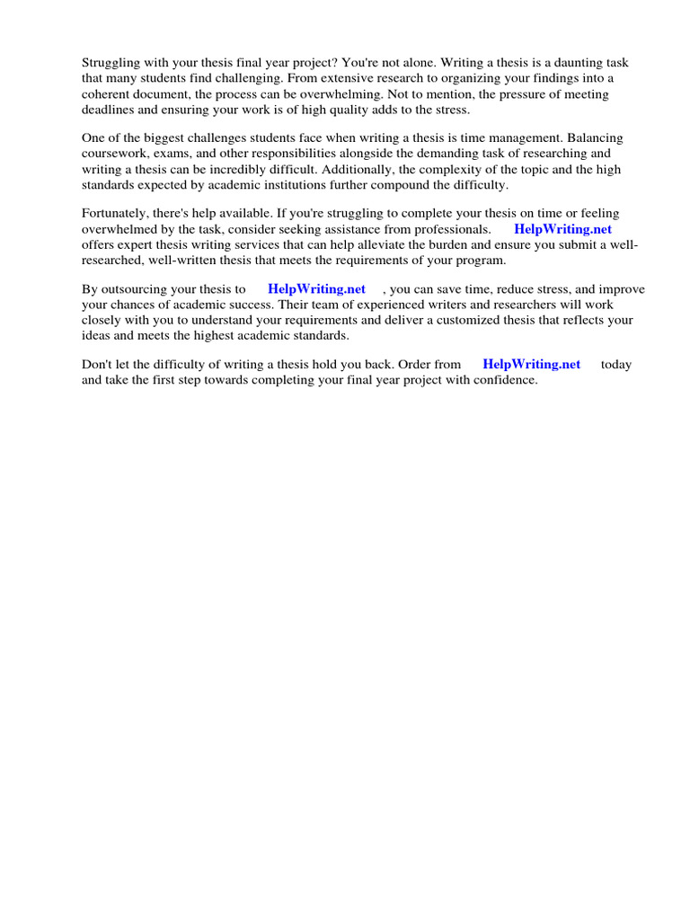 Thesis Final Year Project | PDF