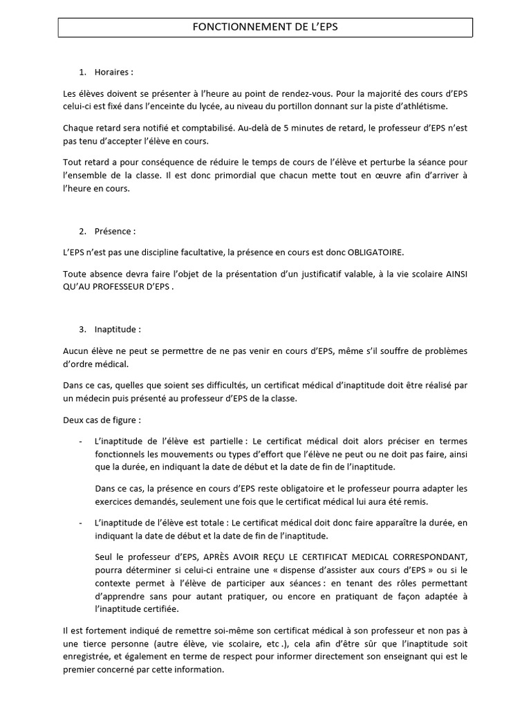 Fonctionnement de L-EPS Au Lycee | PDF | Éducation physique | Des sports