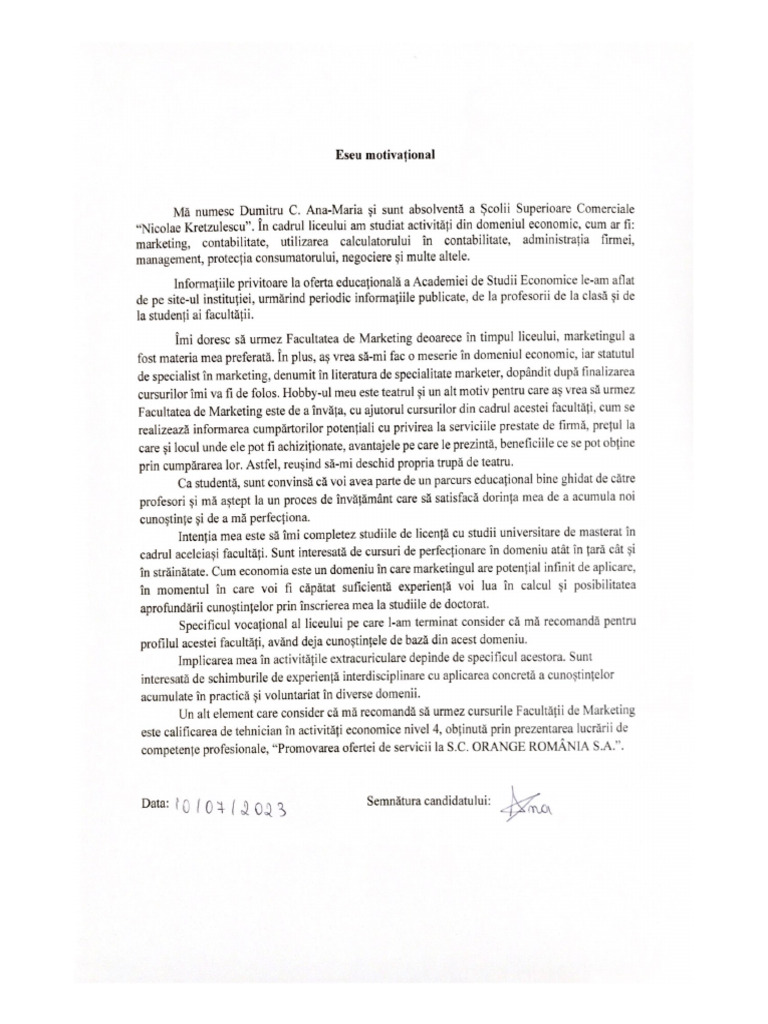 Eseu Motivational | PDF