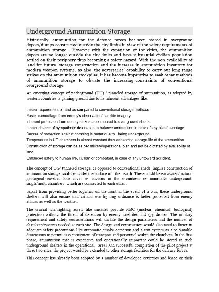 Underground Ammunition Storage | PDF | Shelf Life | Ammunition