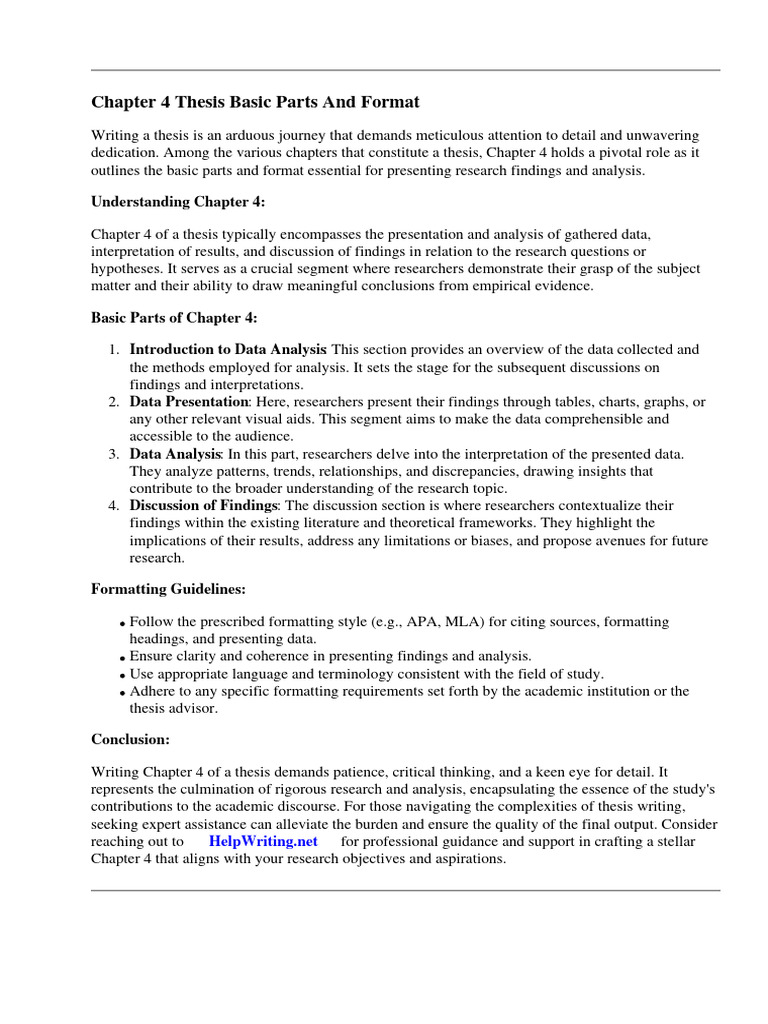 Chapter 4 Thesis Basic Parts and Format | PDF