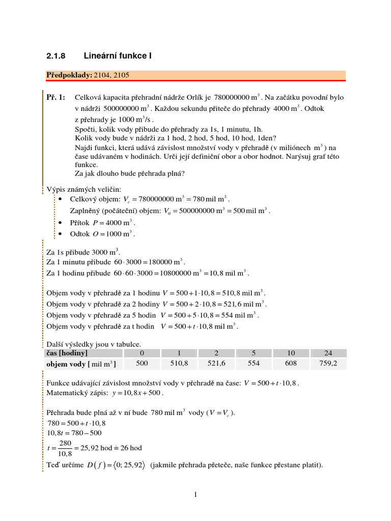08 Lineární Funkce I | PDF