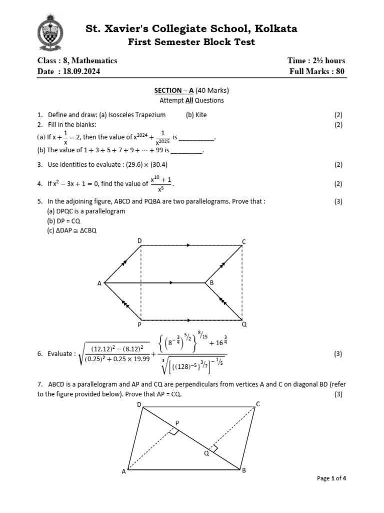 Class Viii Blk 1 Maths | PDF