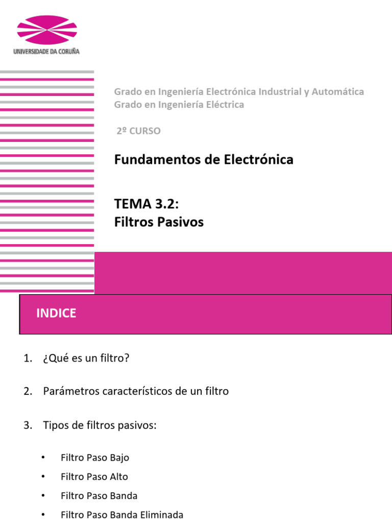Tema 3 - 2 - Filtros Pasivos | PDF | Filtro electronico | Frecuencia