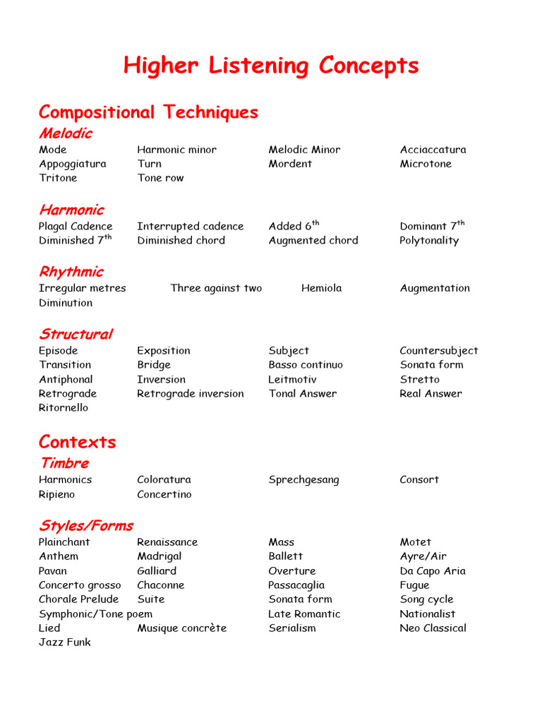 Higher Listening Concepts 1 | PDF | Musical Forms | Interval (Music)
