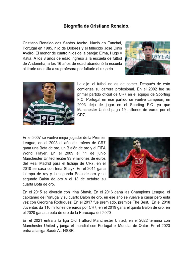 Biografía de Cristiano Ronaldo | PDF