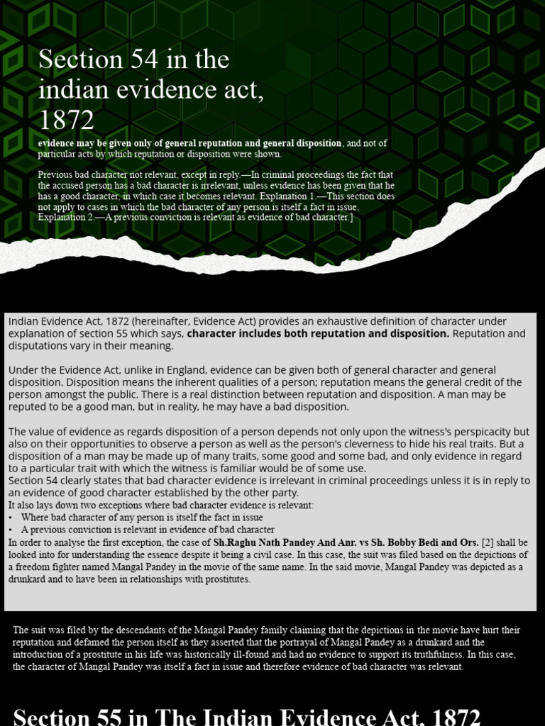 Section 54 Indian Evidence Act | PDF | Evidence | Judiciaries