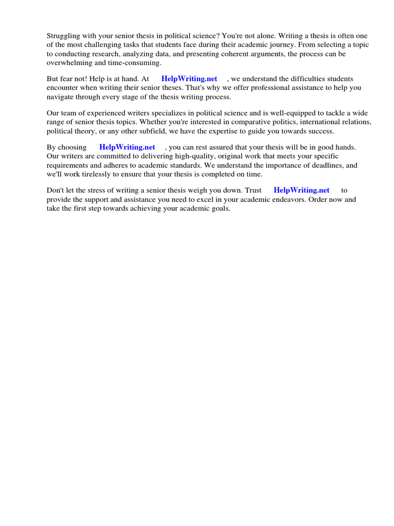 Senior Thesis Topics Political Science | PDF