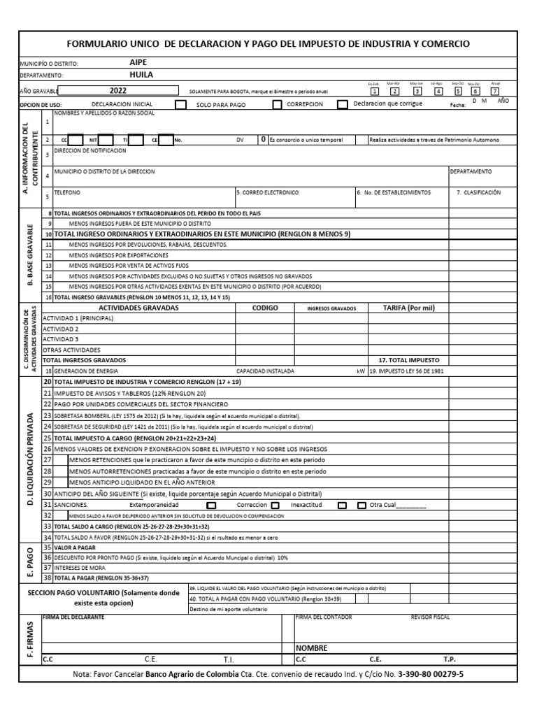 Formulario Liquidacion Ind y Cio Anual 2022 | PDF | Impuestos